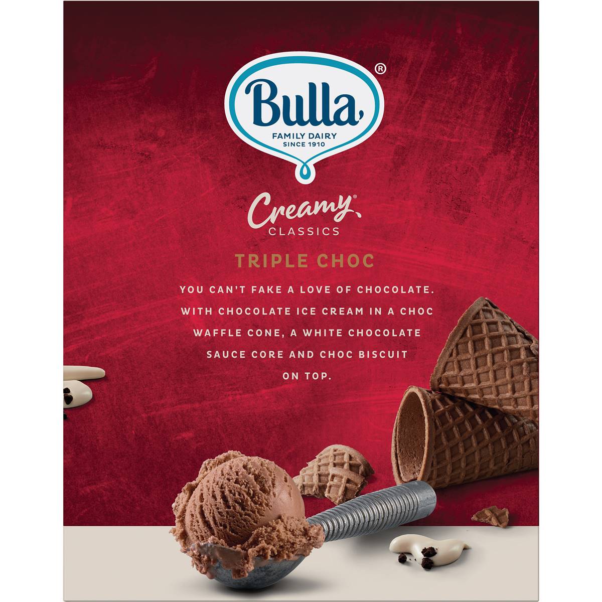 Bulla Creamy Classics Cones Triple Choc 4 Pack | Woolworths