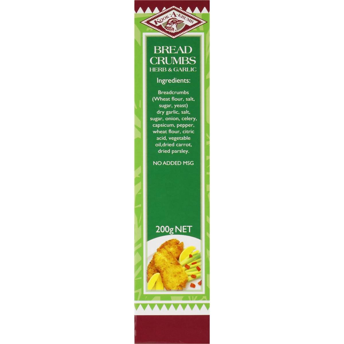Kook A Krumb Breadcrumbs Herb And Garlic 200g | Woolworths