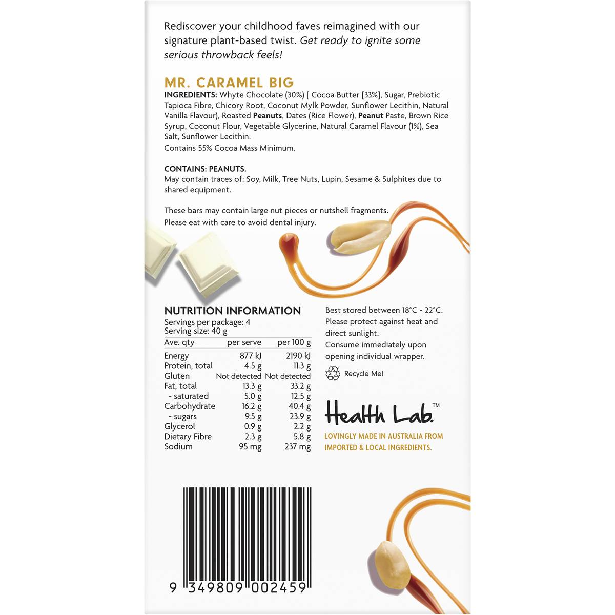Health Lab Caramel Whyte Mylk Chocolate Bar 160g | Woolworths