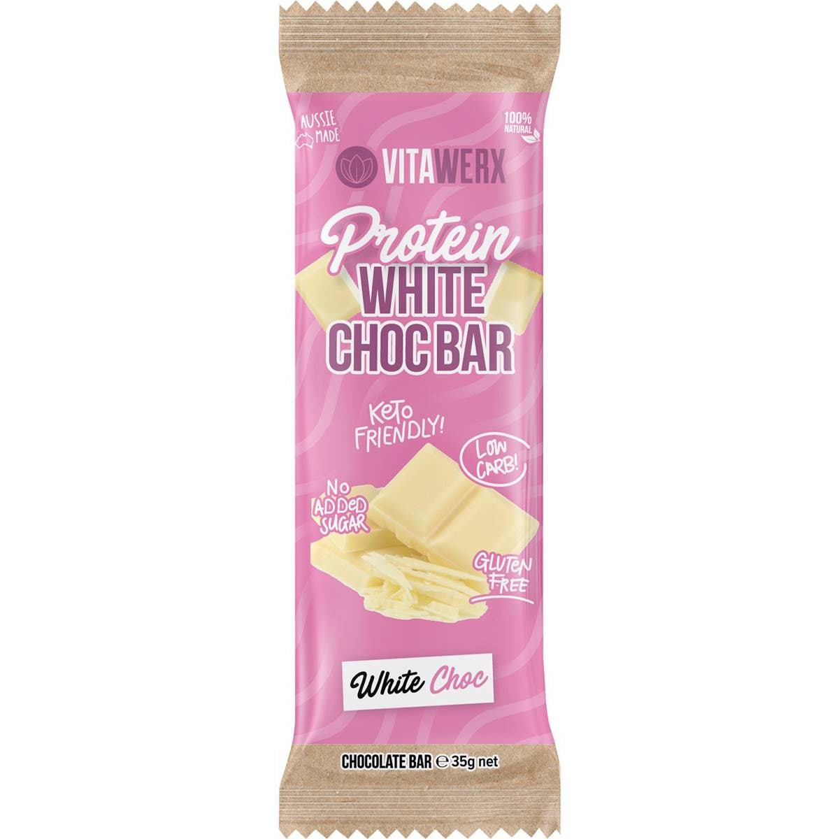 Vitawerx White Chocolate Plain Bar 35g | Woolworths