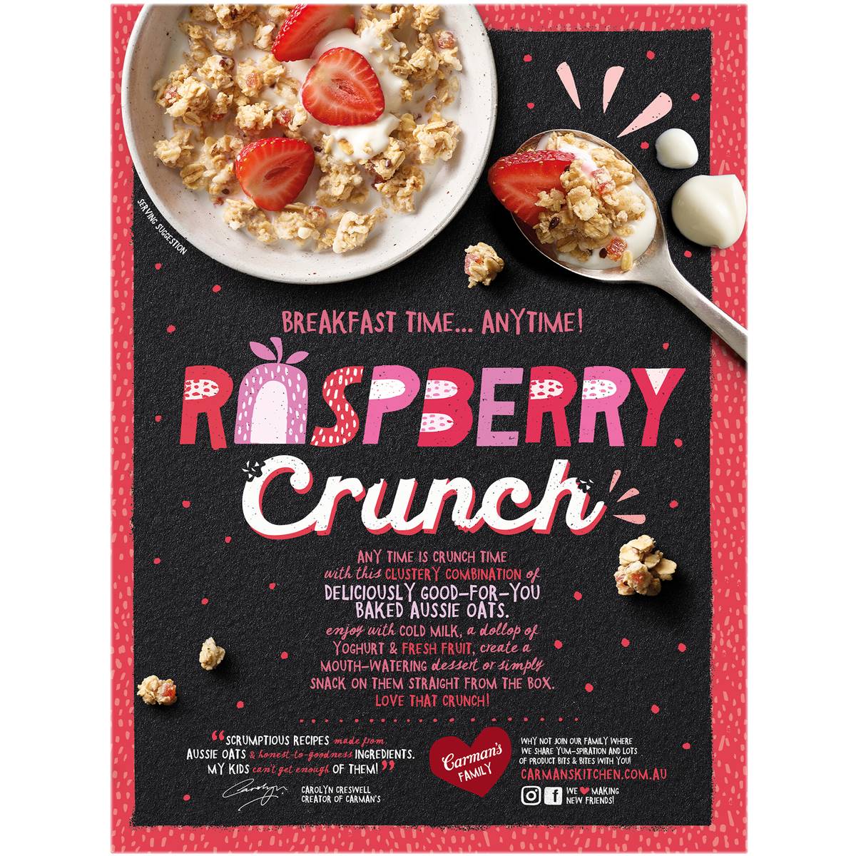 Carman's Aussie Oat Clusters Raspberry Crunch 500g | Woolworths