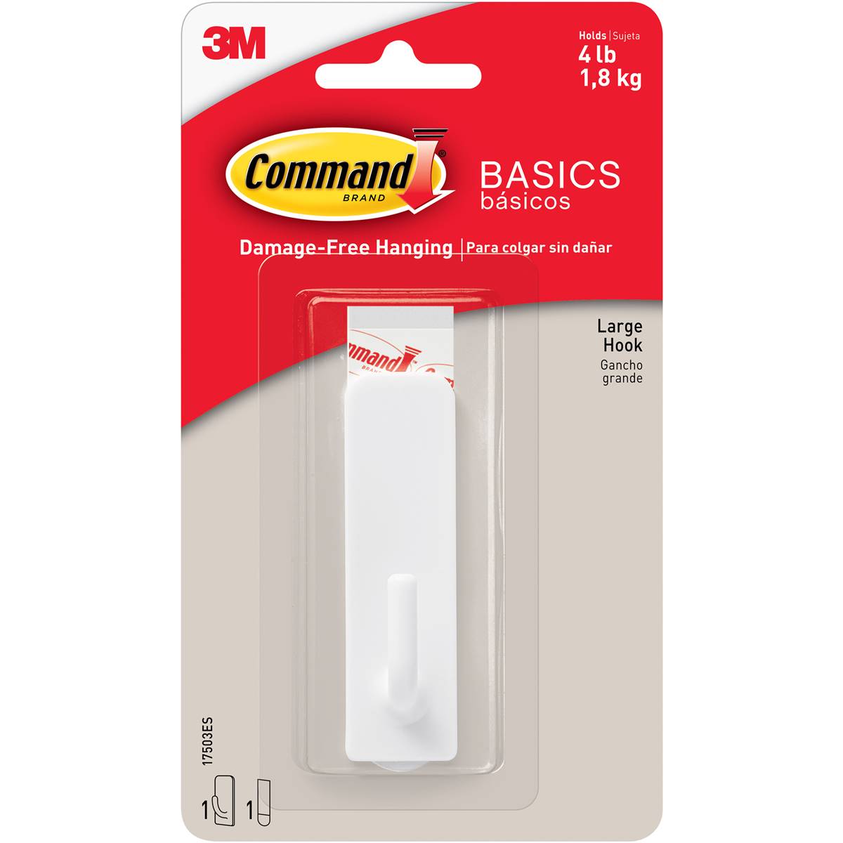 3m Command Adhesive Large Basic Wall Hook Each | Woolworths