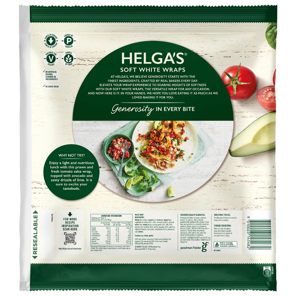 Helga's Traditional White Wraps 8 Pack | Woolworths
