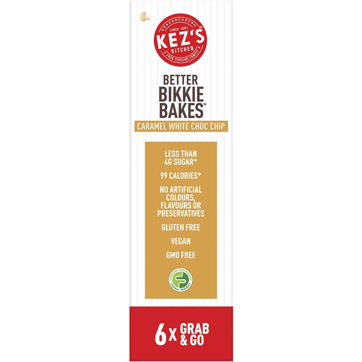 Kez's Kitchen Better Bikkie Bakes Caramel White Choc Chip 120g | Woolworths