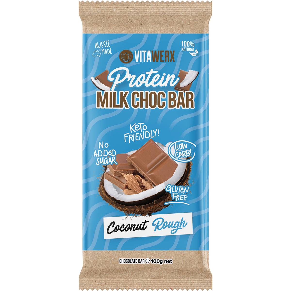 Vitawerx Milk Chocolate Coconut Rough Bar 100g | Woolworths