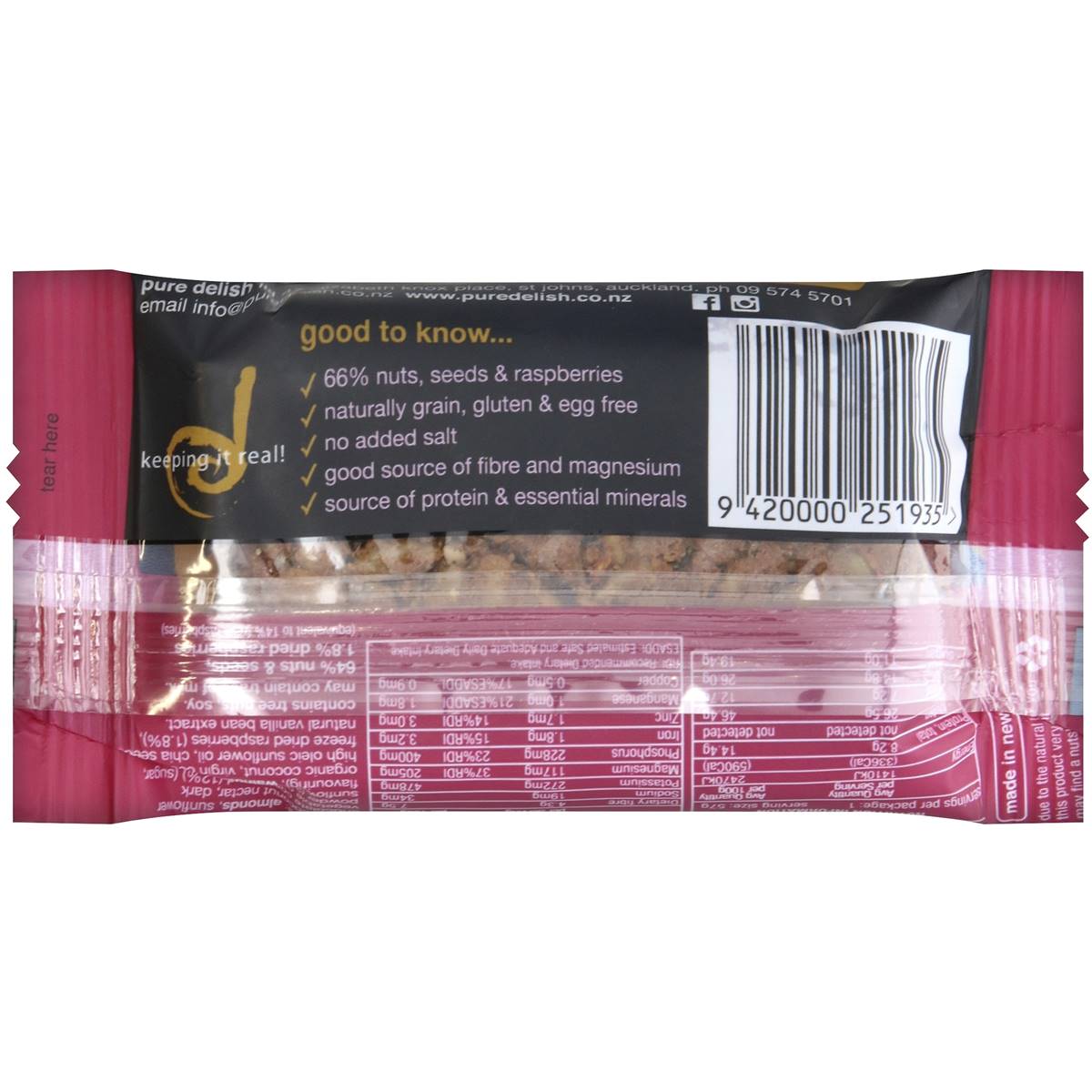 Pure Delish No Grain Ola Snack Chocolate Bar 57g | Woolworths