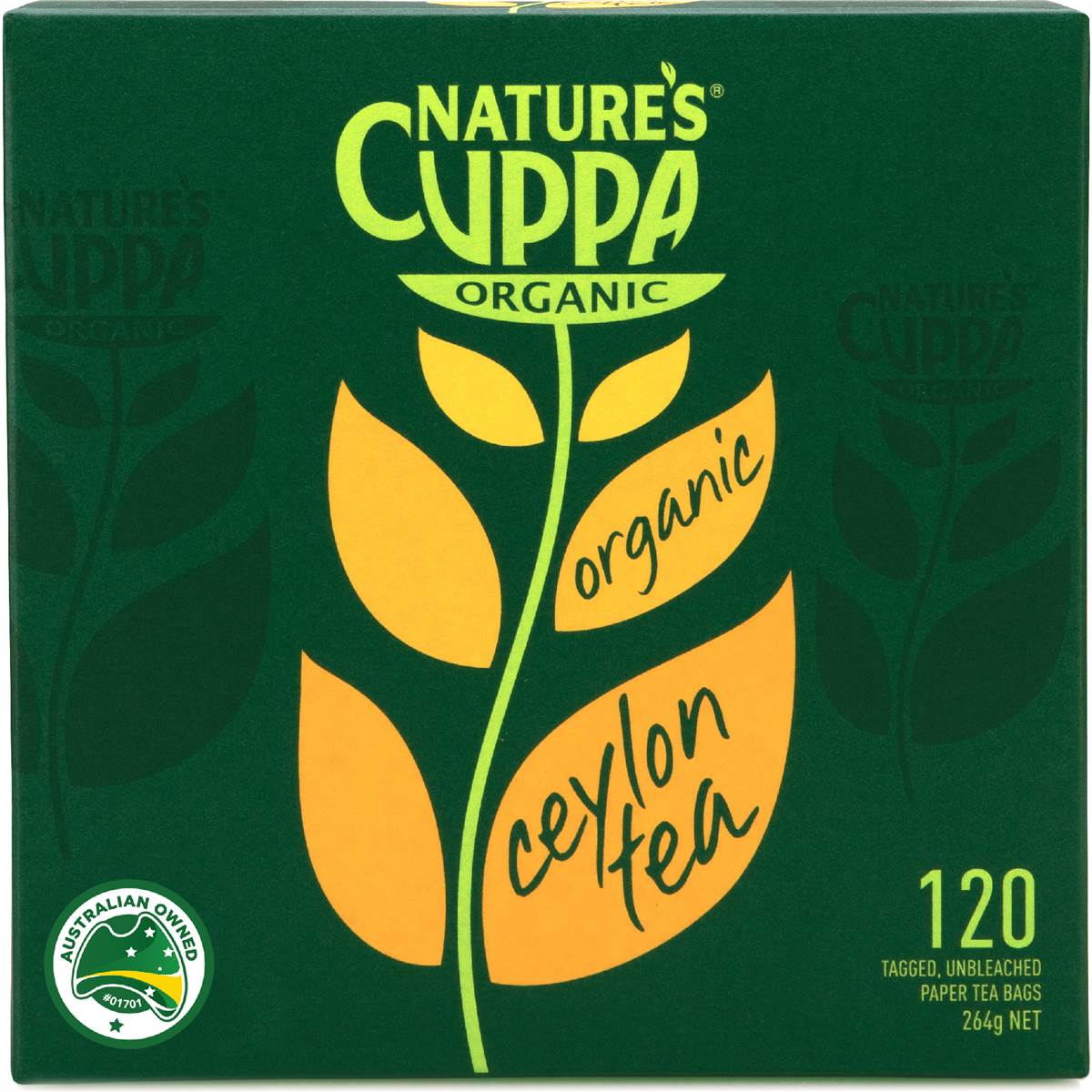Nature's Cuppa Organic Ceylon Premium Tea Bags 120 Pack | Woolworths