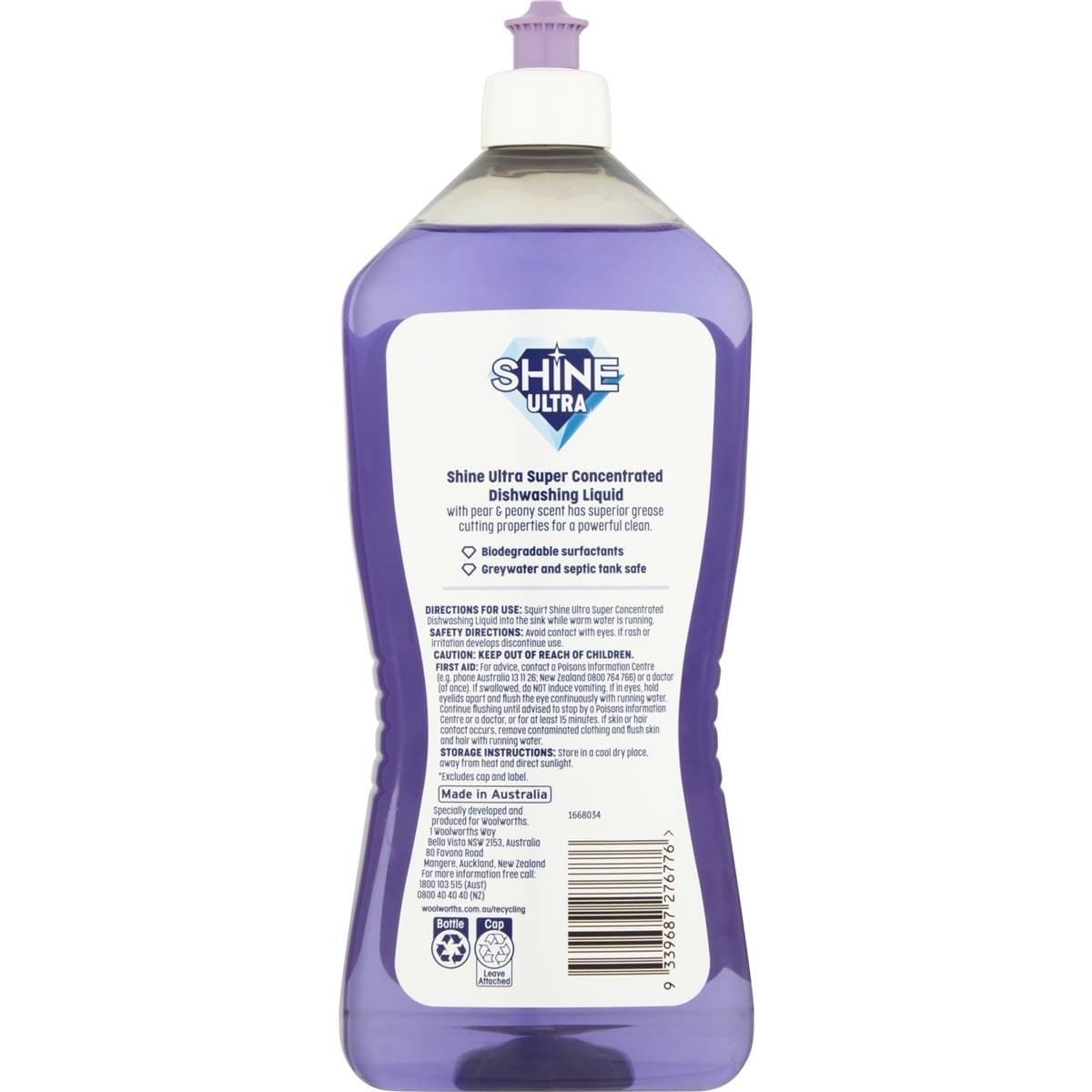 Shine Ultra Dishwashing Liquid Pear And Peony 900ml | Woolworths