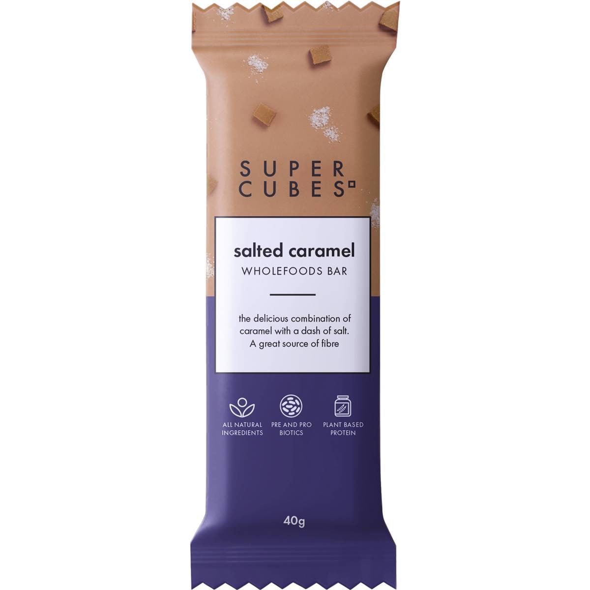 Super Cubes Salted Caramel Wholefoods Bar 40g | Woolworths