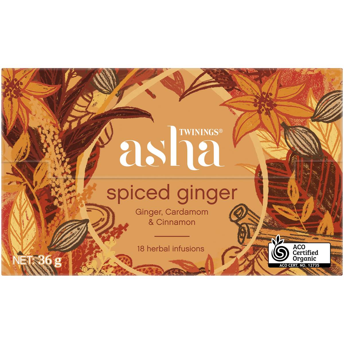 Twinings Asha Spiced Ginger Cardamom & Cinnamon Tea 18 Pack | Woolworths