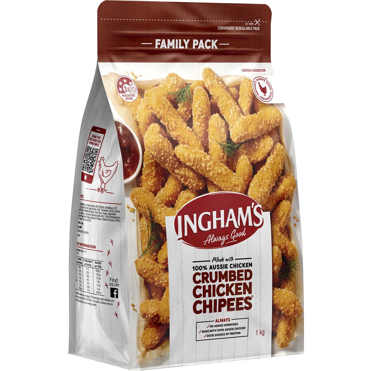 Ingham's Frozen Crumbed Chicken Chipees 1kg | Woolworths