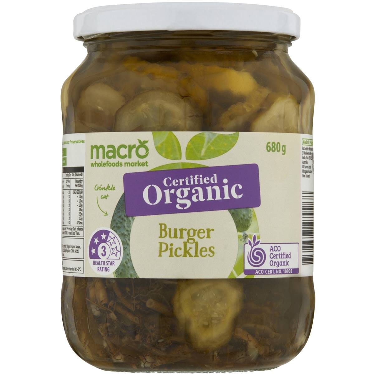 Macro Organic Burger Pickles 680g | Woolworths