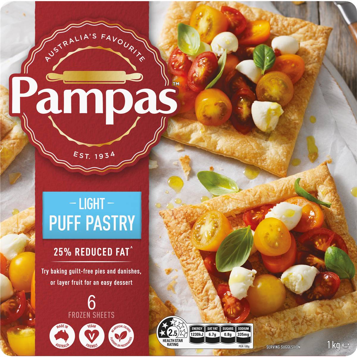 Pampas Puff Pastry Reduced Fat 1kg | Woolworths