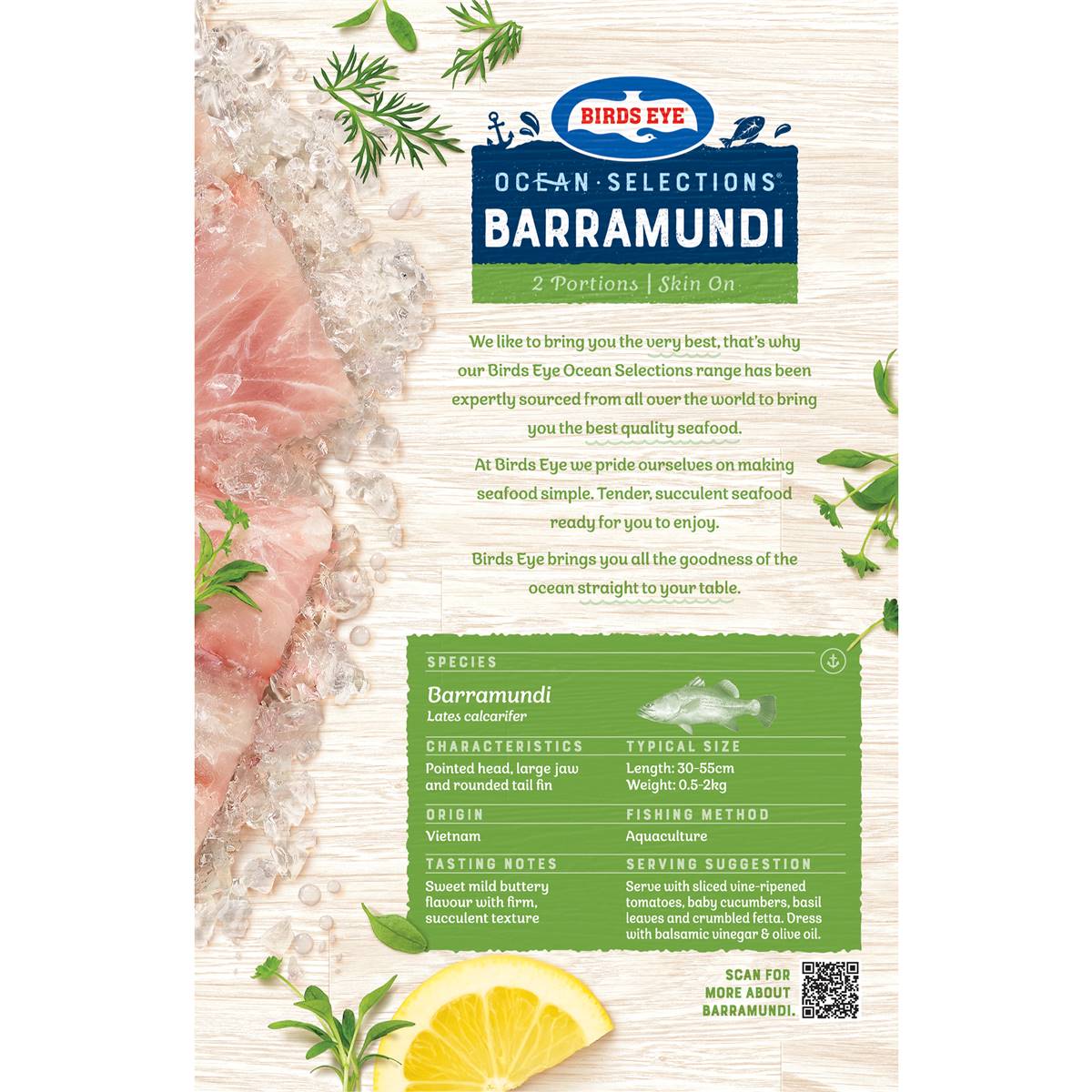 Birds Eye Ocean Selections Barramundi Skin On Frozen Fish Fillet 2 Pack ...