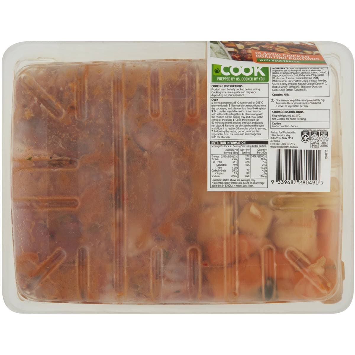 Woolworths Classic Chicken Roasting Portions With Vegetables 2kg ...