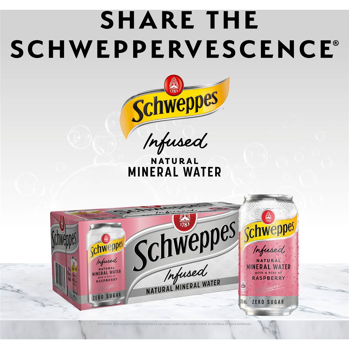 Schweppes Raspberry Infused Natural Mineral Water Cans Multipack 375ml ...