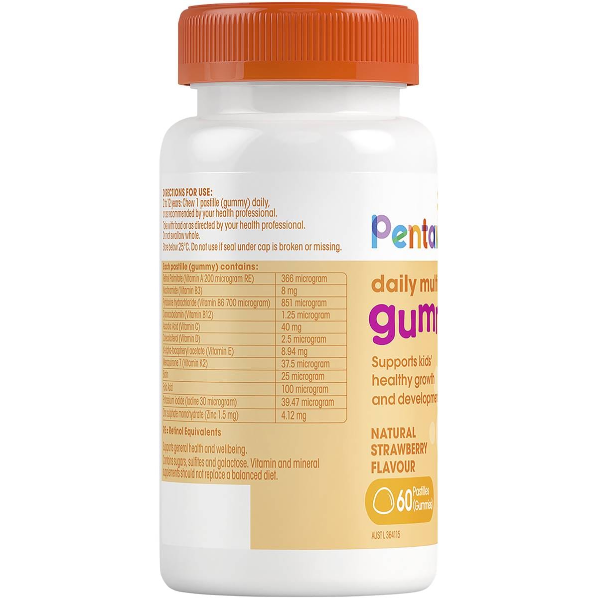 Penta-vite Daily Multivitamin Kids Pastille Gummies Strawberry 60 Pack ...