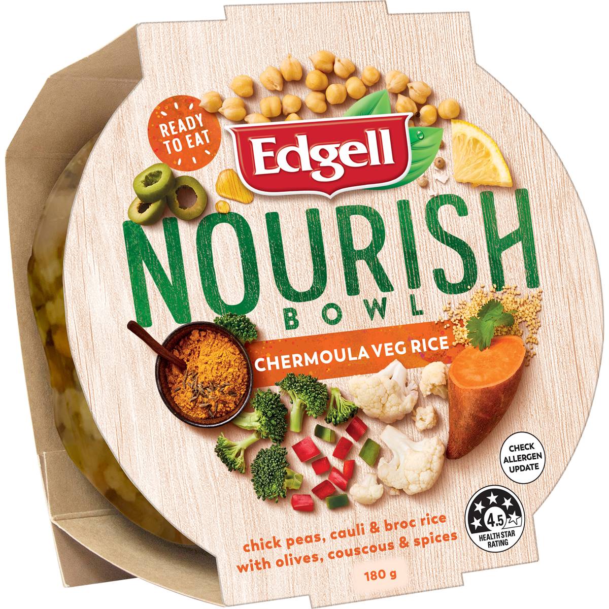 Edgell Nourish Bowl Cherm Veg Rice Salad Chickpeas, Cauli & Broc 180g ...