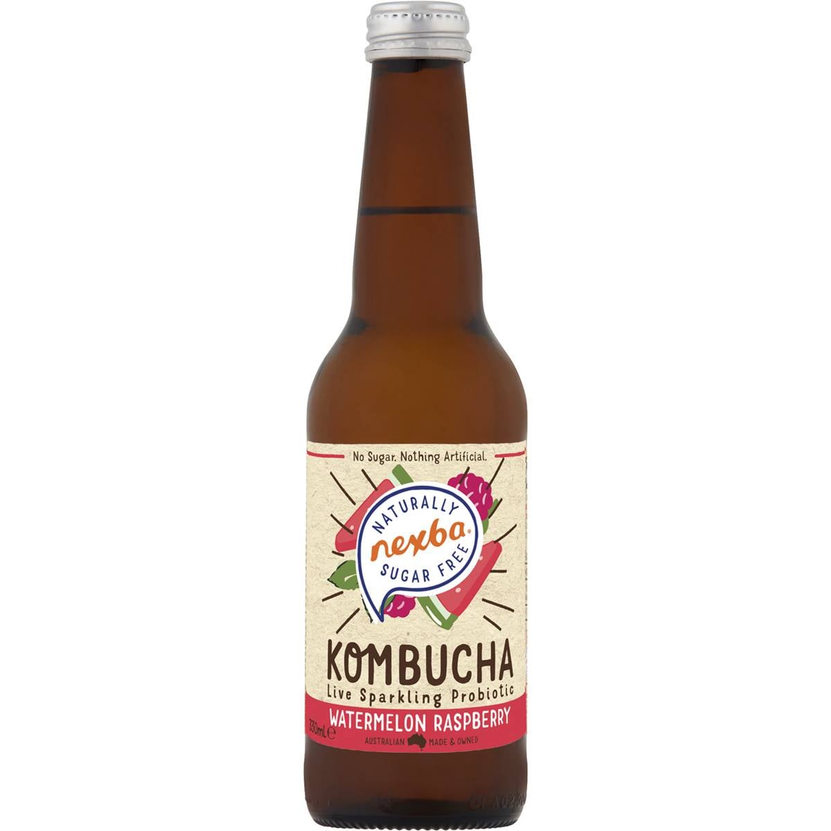 Nexba Kombucha Watermelon Raspberry 330ml | Woolworths