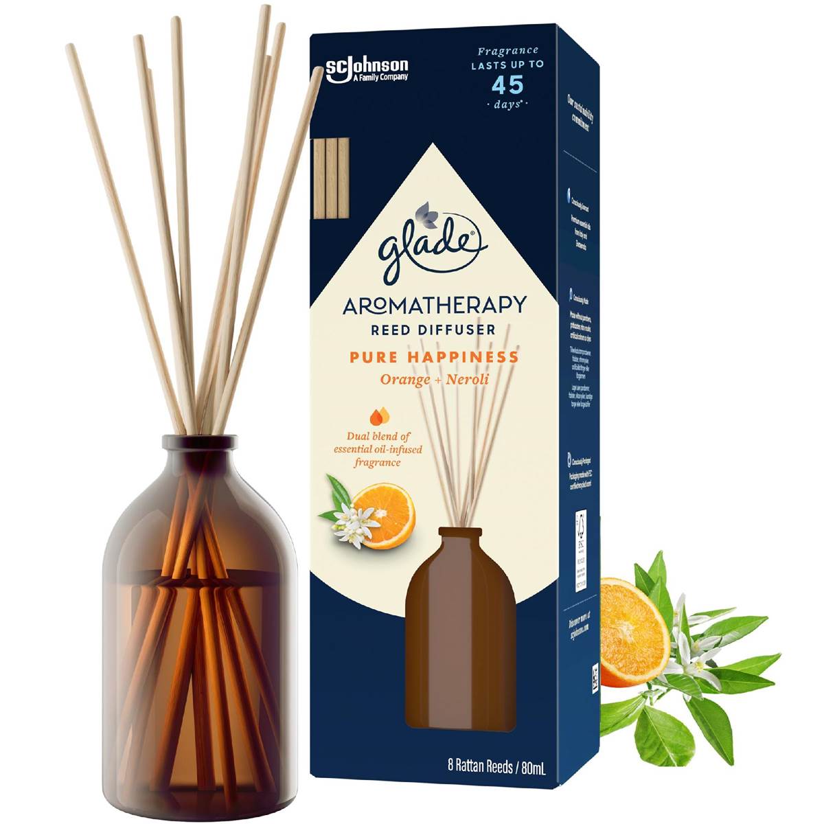 Glade Aromatherapy Reed Diffuser Orange & Neroli 80ml | Woolworths