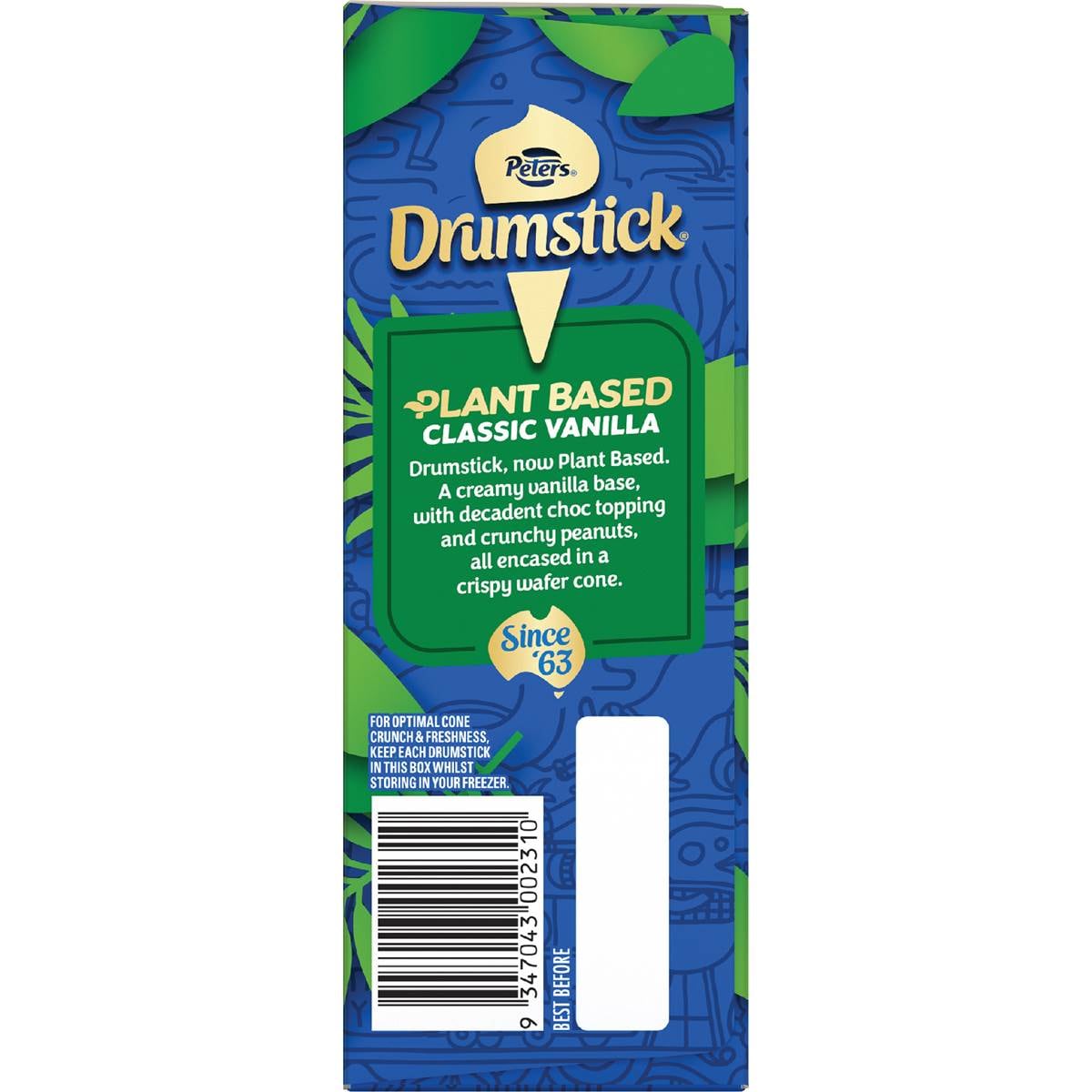 Peters Drumstick Plant Based Classic Vanilla Cones 4 Pack | Woolworths