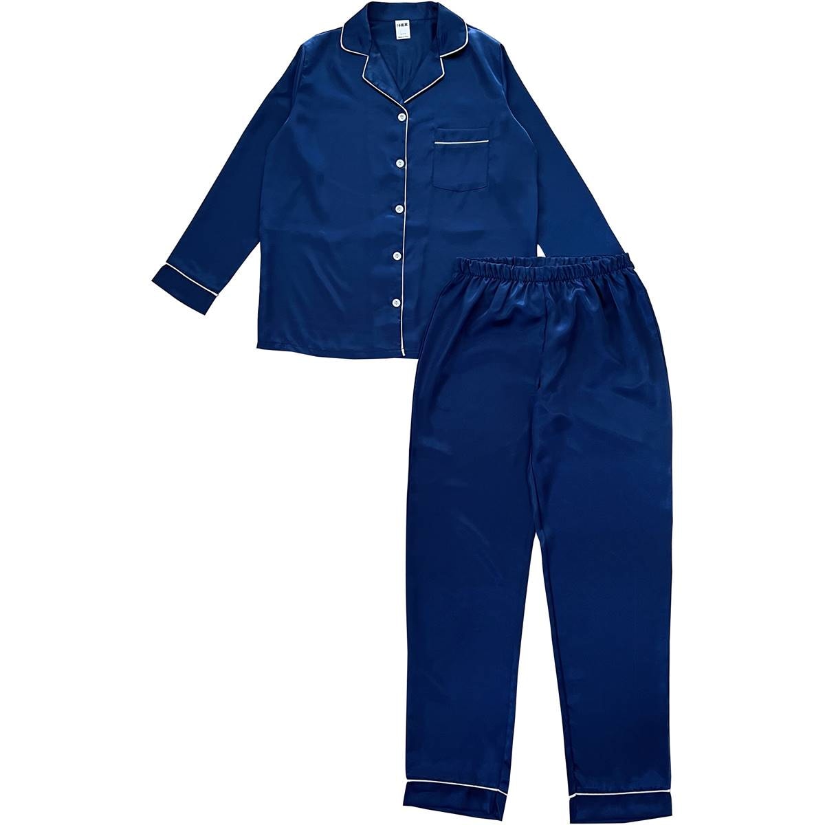 For Her Polyester Satin Pyjamas Navy Small Each | Woolworths