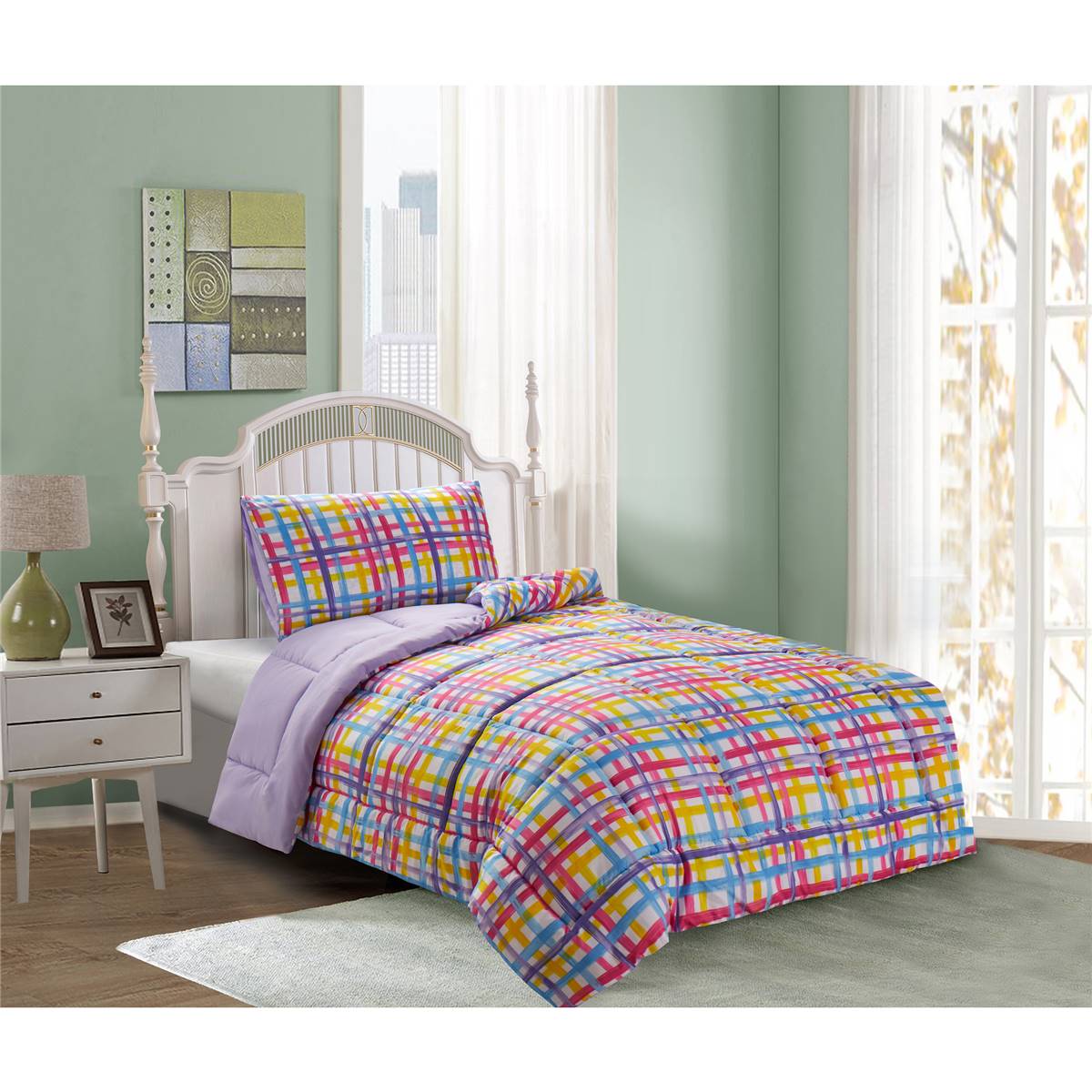 Inspire Comforter Set Purple Pattern Single Bed Each | Woolworths
