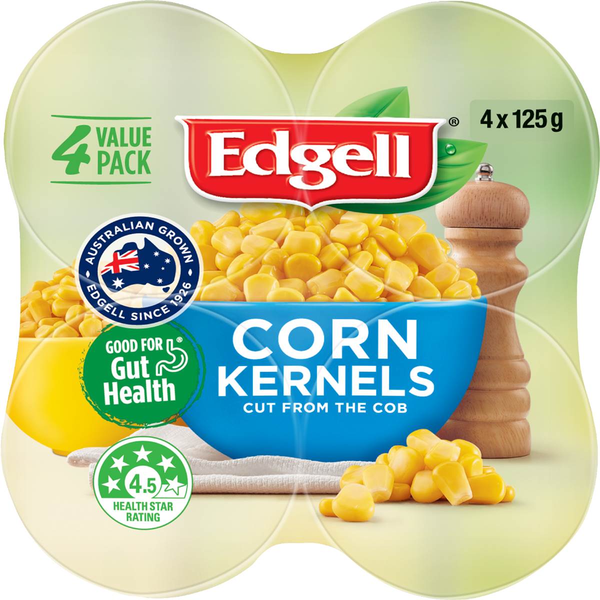 Edgell Corn Kernels Canned Snack Packs 125g X 4 Pack | Woolworths