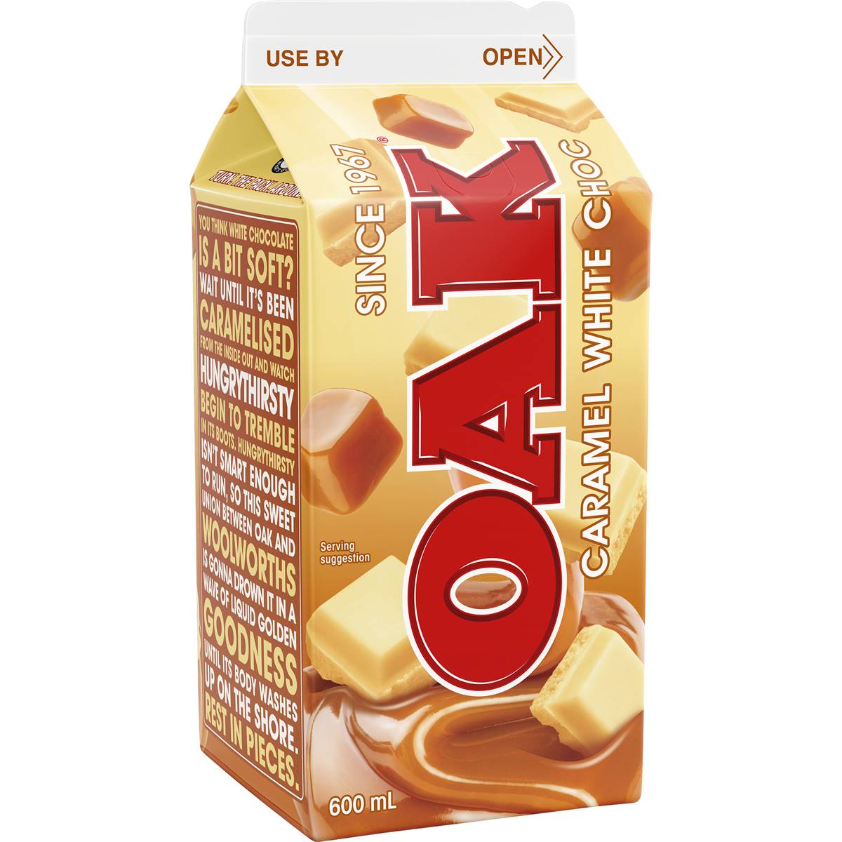 Oak Caramel White Chocolate Flavoured Milk 600ml | Woolworths