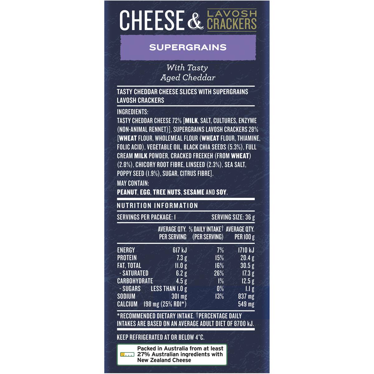 Mainland Cheese & Lavosh Crackers Supergrains 36g | Woolworths