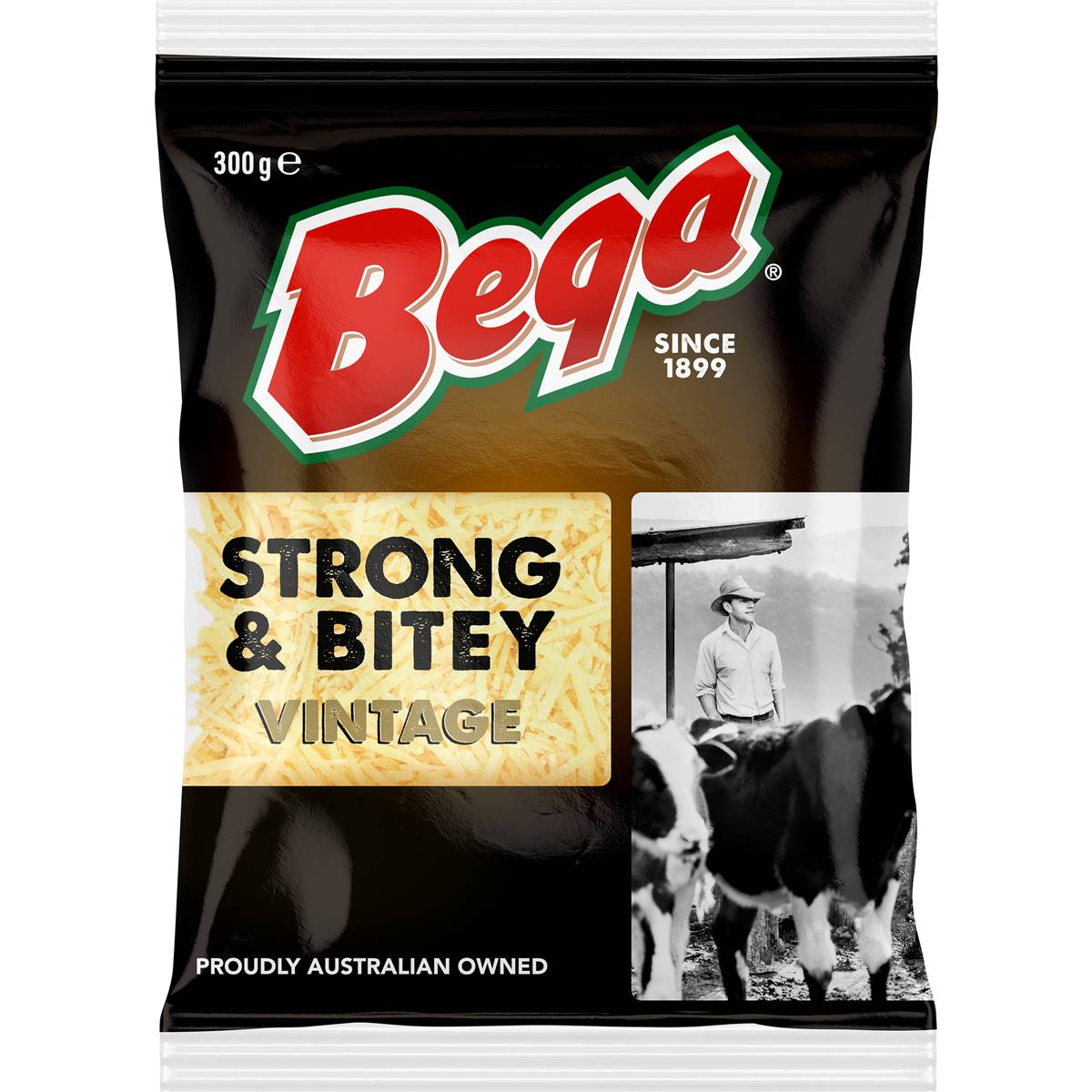 Bega Strong & Bitey Vintage Shredded Cheese 300g | Woolworths