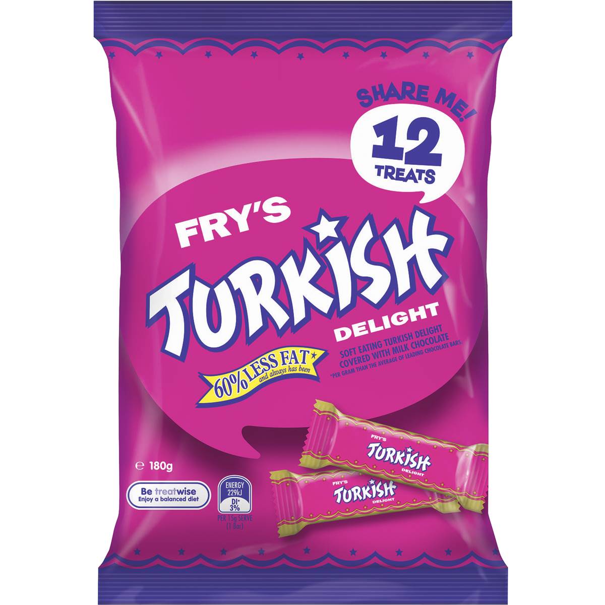 Cadbury Fry's Turkish Delight Chocolate Sharepack 12 Treats 180g ... Cadbury Fry's Turkish Delight Chocolate Sharepack 12 Treats 180g ...