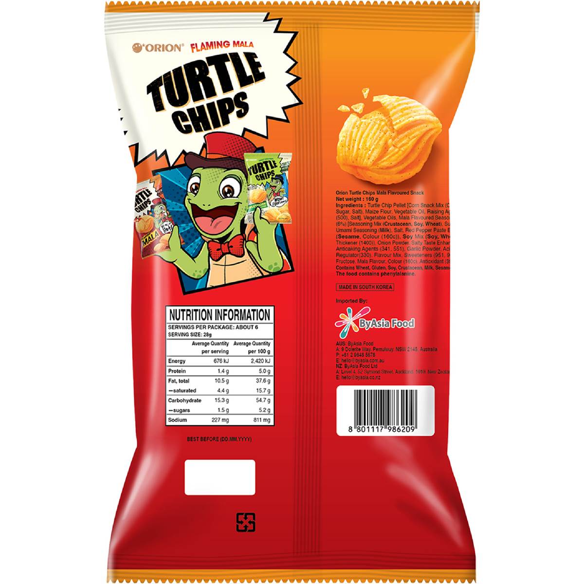 Orion Turtle Chips Flaming Mala 160g | Woolworths