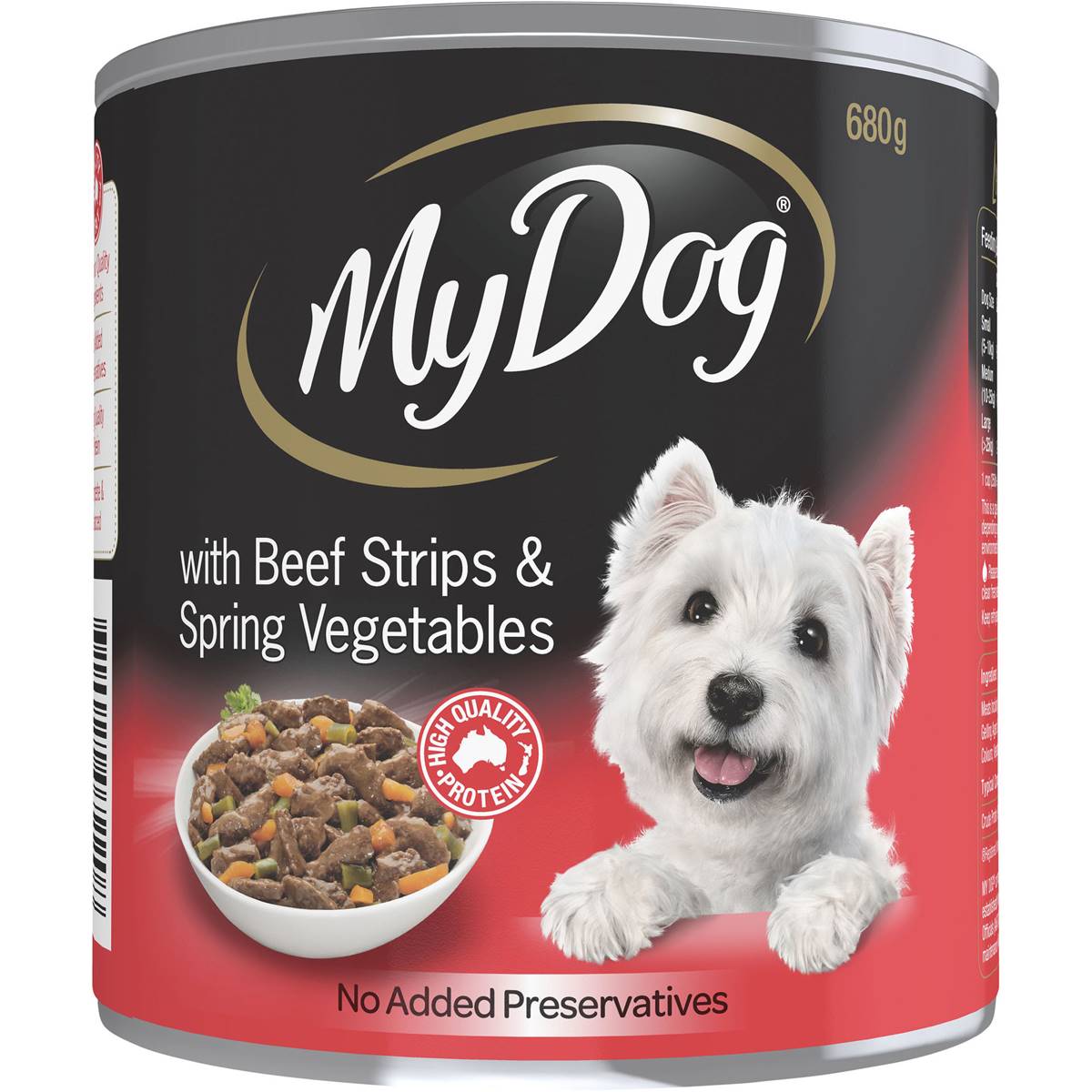 My Dog Beef Strips & Spring Vegetables Wet Dog Food Can 680g | Woolworths