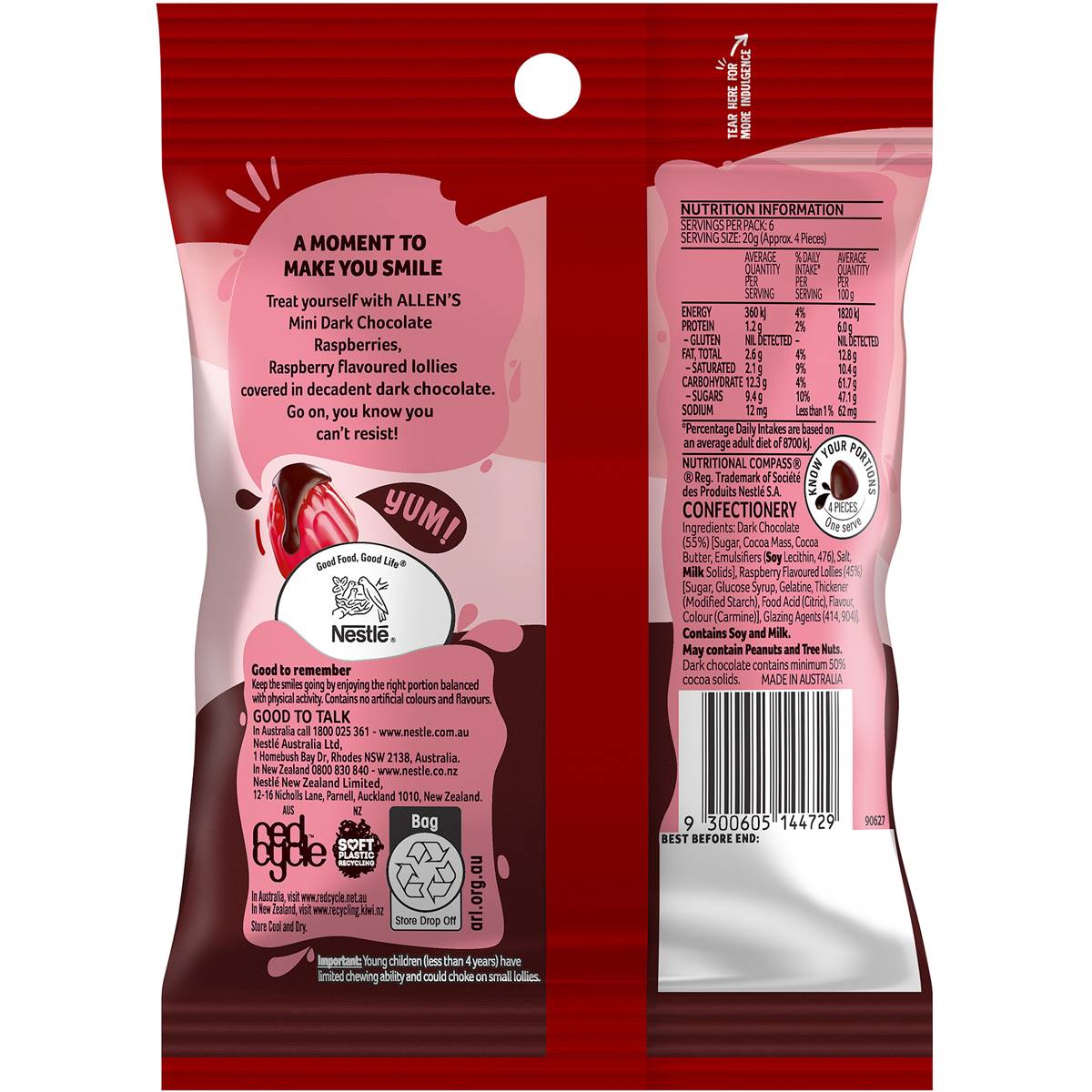 Allen's Mini Dark Chocolate Raspberries 120g | Woolworths