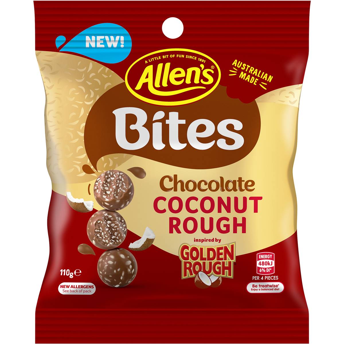 Allen's Bites Chocolate Coconut Rough 110g | Woolworths