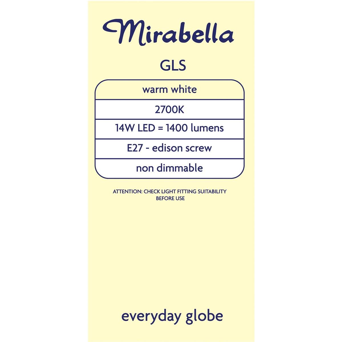 Mirabella Led Gls Es 14w 1400lm Globe Warm White 2 Pack | Woolworths