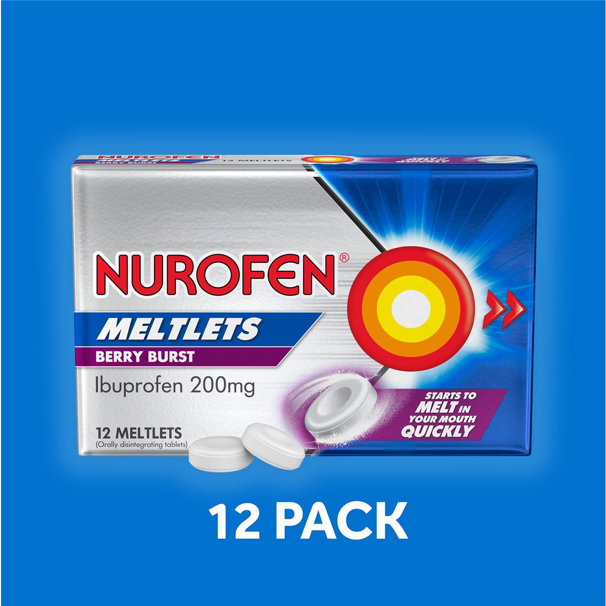 Nurofen Meltlets Ibuprofen 200mg For Pain Relief Berry Burst 12 Pack ...