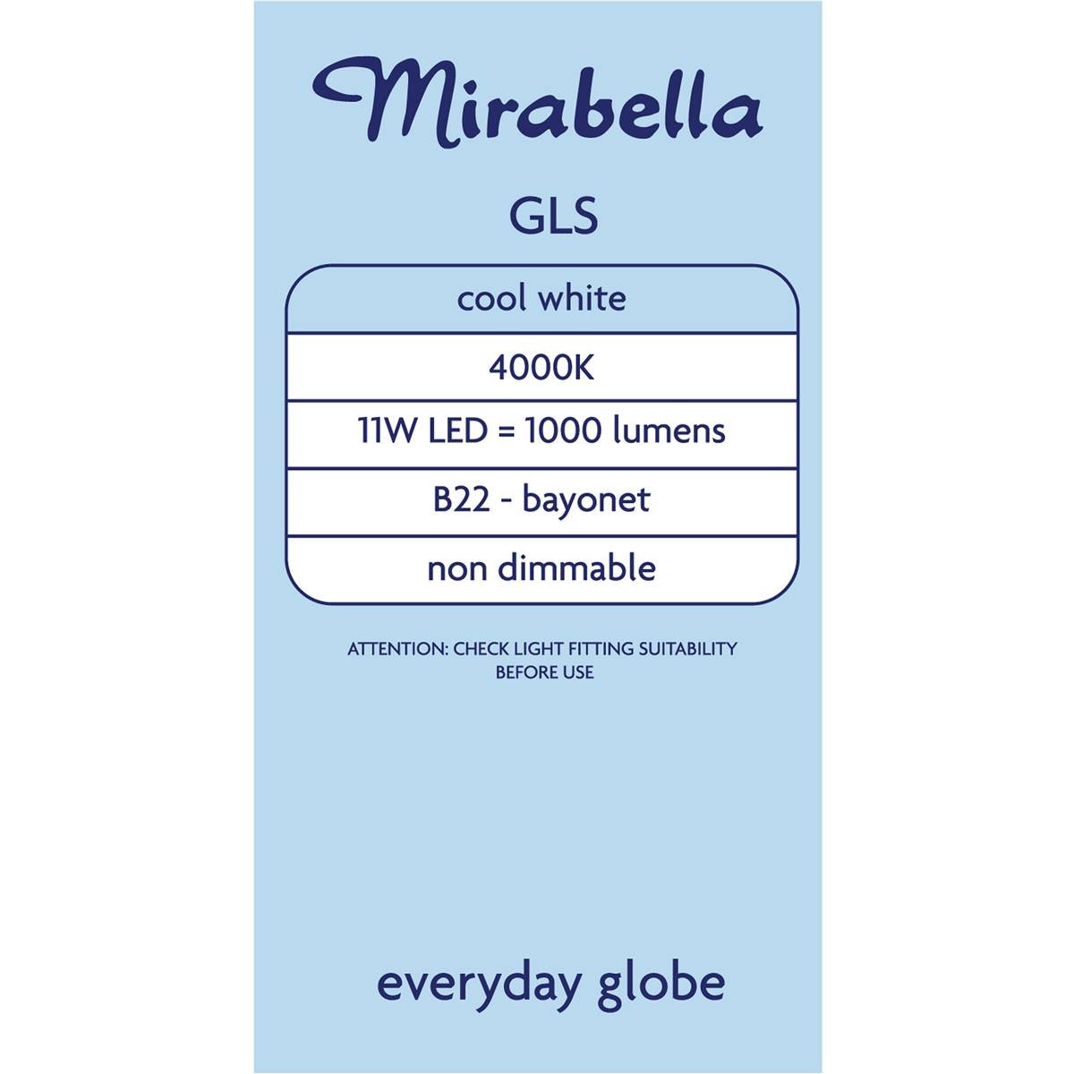 Mirabella Led Gls Bc 11w 1000lm Cool White 2 Pack | Woolworths Mirabella Led Gls Bc 11w 1000lm Cool White 2 Pack | Woolworths
