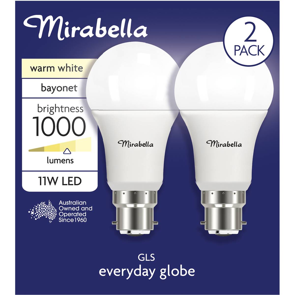 Mirabella Led Gls Bc 11w 1000lm Warm White 2 Pack | Woolworths Mirabella Led Gls Bc 11w 1000lm Warm White 2 Pack | Woolworths