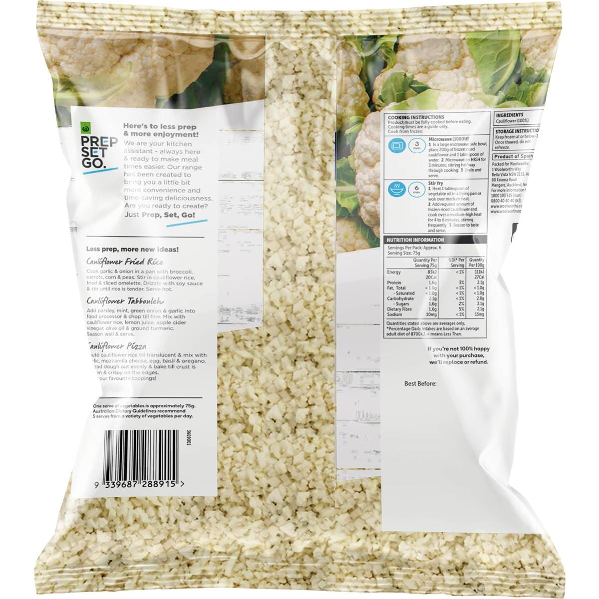 Prep Set Go Cauliflower Rice 500g | Woolworths