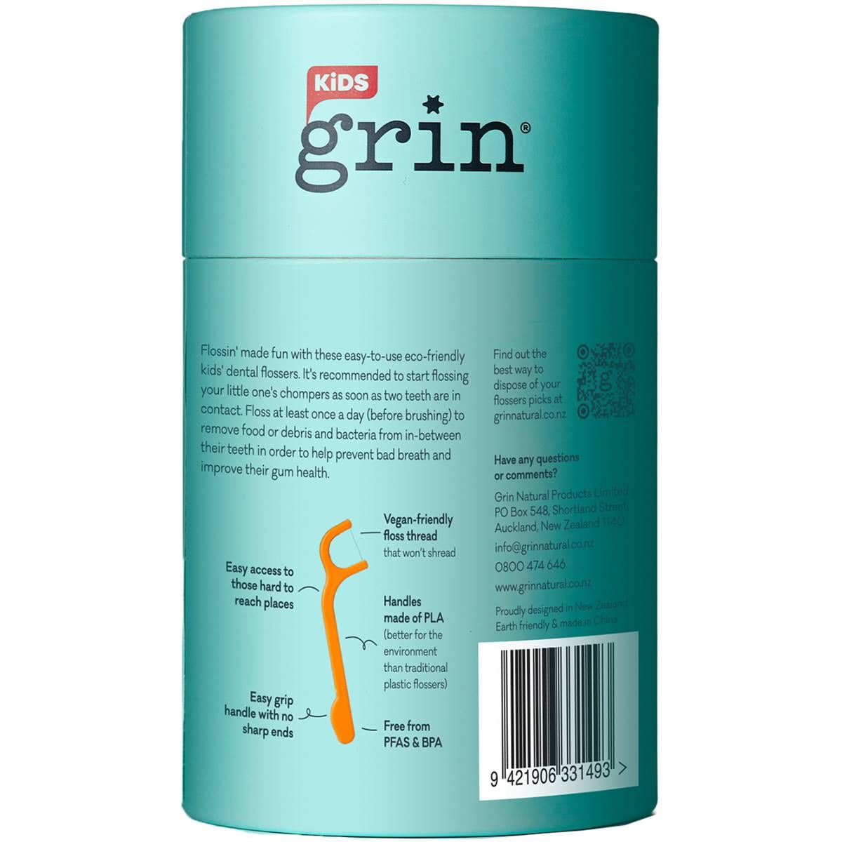 Grin Kids Biodegradable Dental Flossers 30 Pack | Woolworths