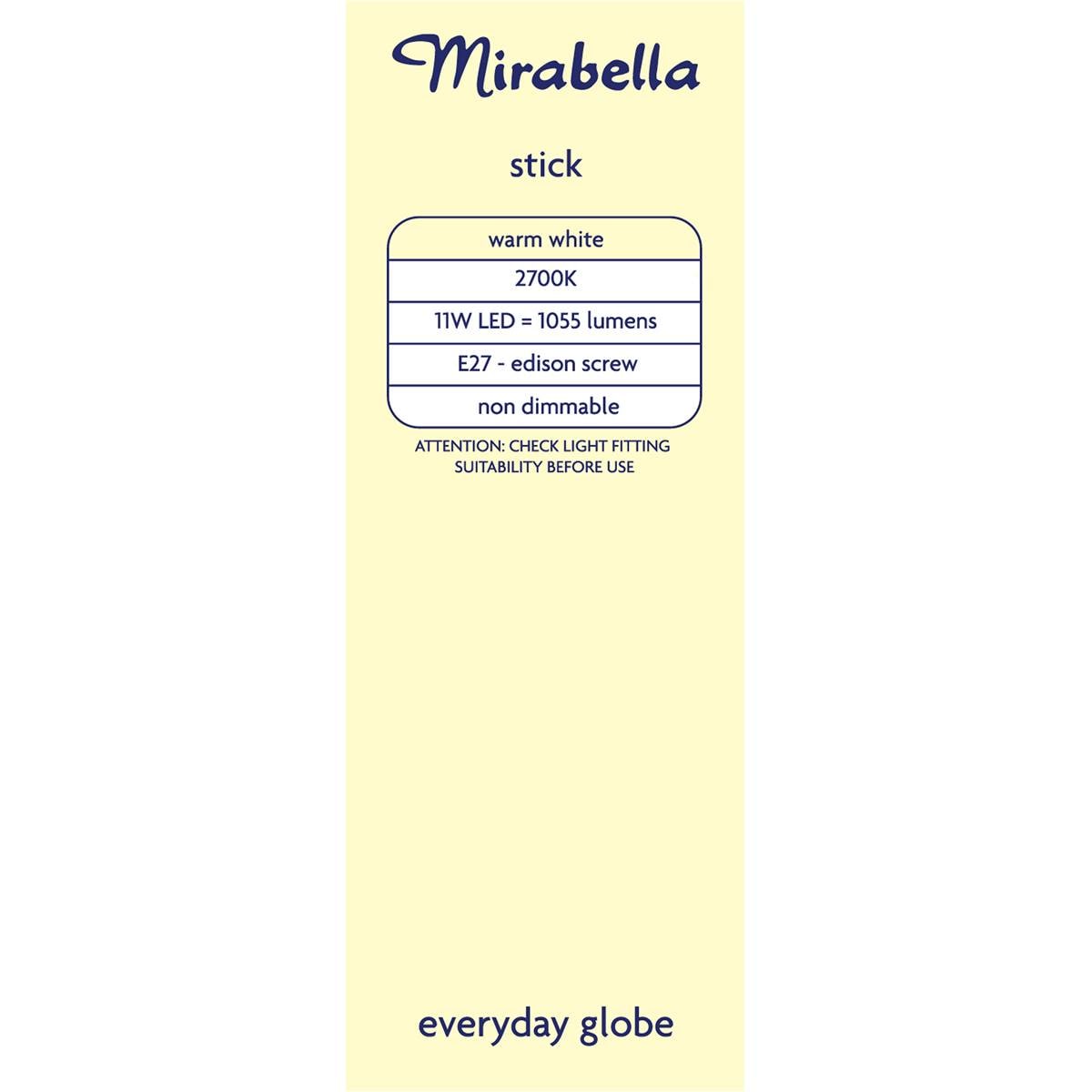 Mirabella Led Stick T45 11w 1055lm Edison Screw Warm White Globe Each ...