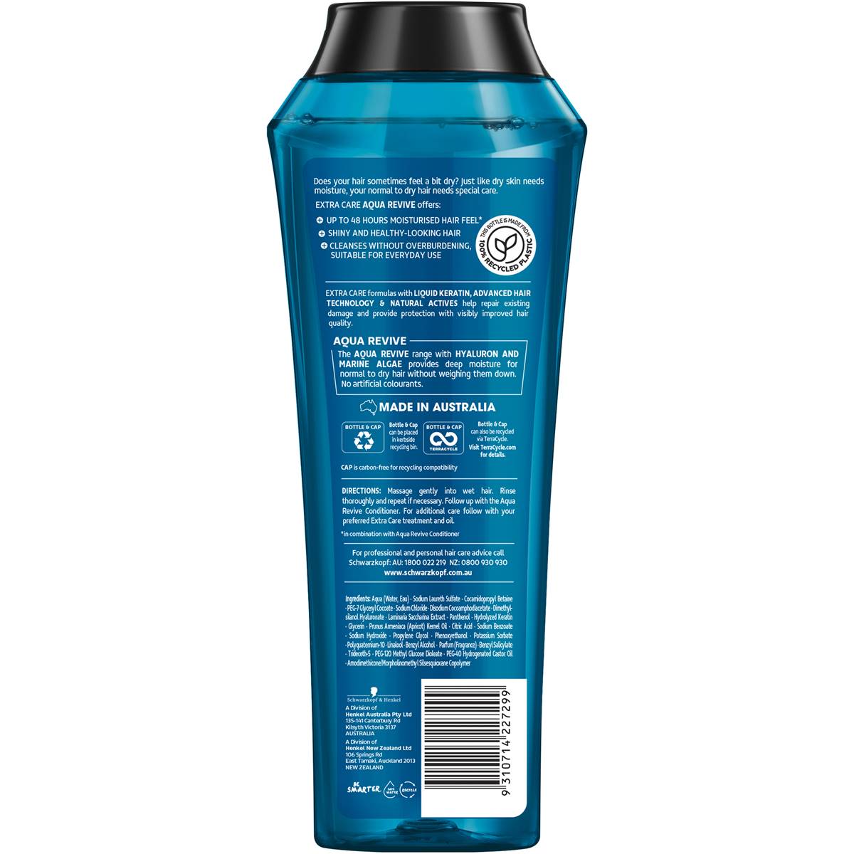 Schwarzkopf Extra Care Aqua Revive Moisturising Shampoo 400ml | Woolworths