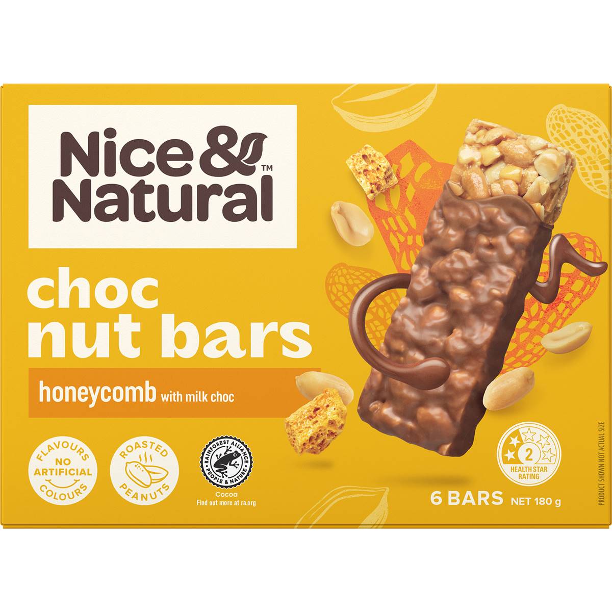 Nice & Natural Chocolate Nut Bars Honeycomb 180g | Woolworths