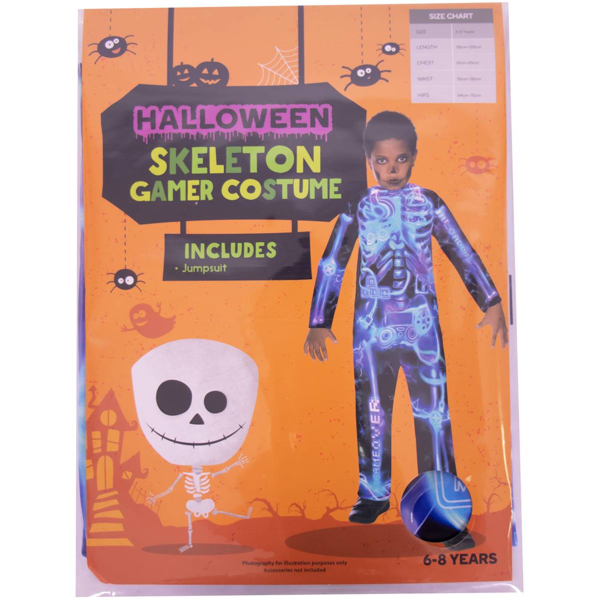 Halloween Costume Skeleton Gamer 6-8 Years Each | Woolworths