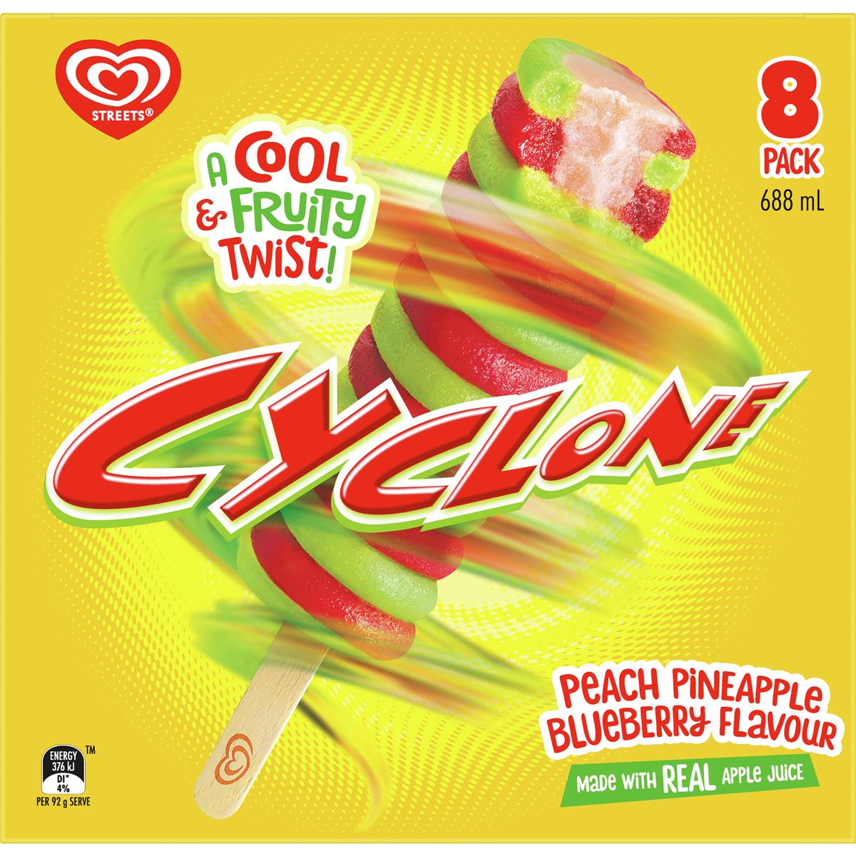 Paddle Pop Water Ice Cyclone 8 Pack | Woolworths