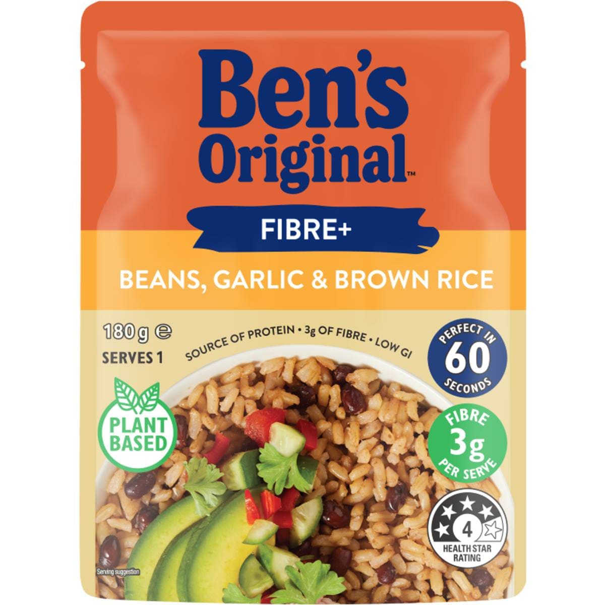 Ben's Original Fibre+ Beans, Garlic & Brown Rice 180g | Woolworths