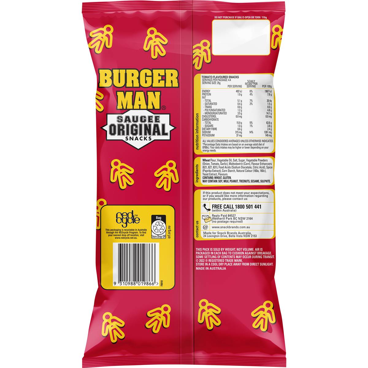 Burger Man Snacks Saucee Original Snacks 110g | Woolworths