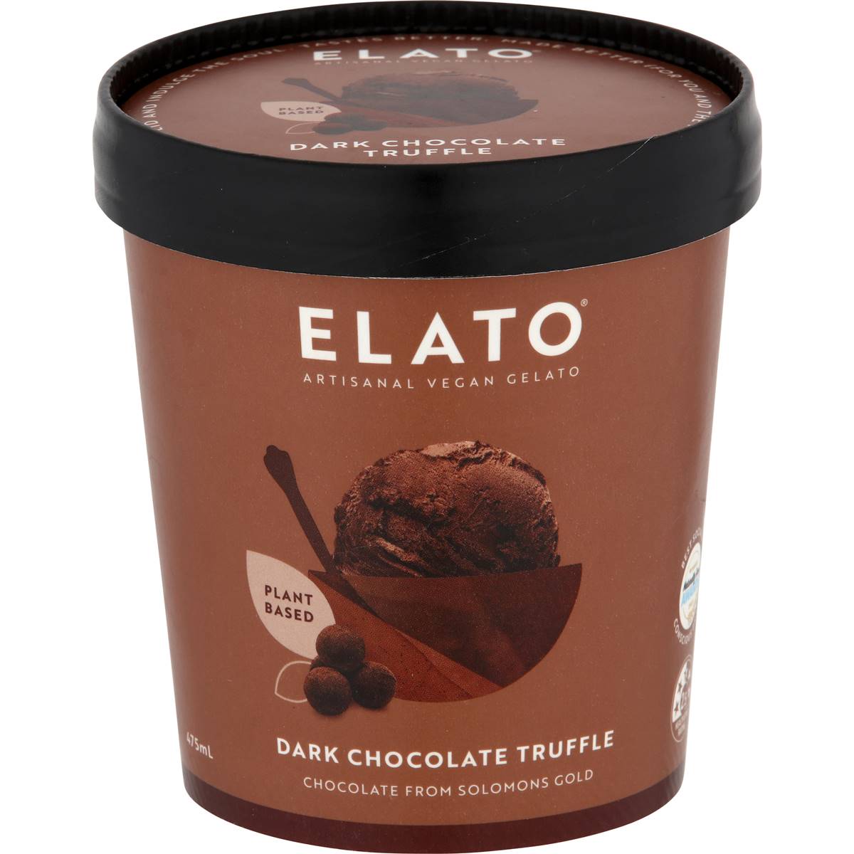 Elato Artisanal Vegan Gelato Dark Chocolate Truffle 475ml | Woolworths